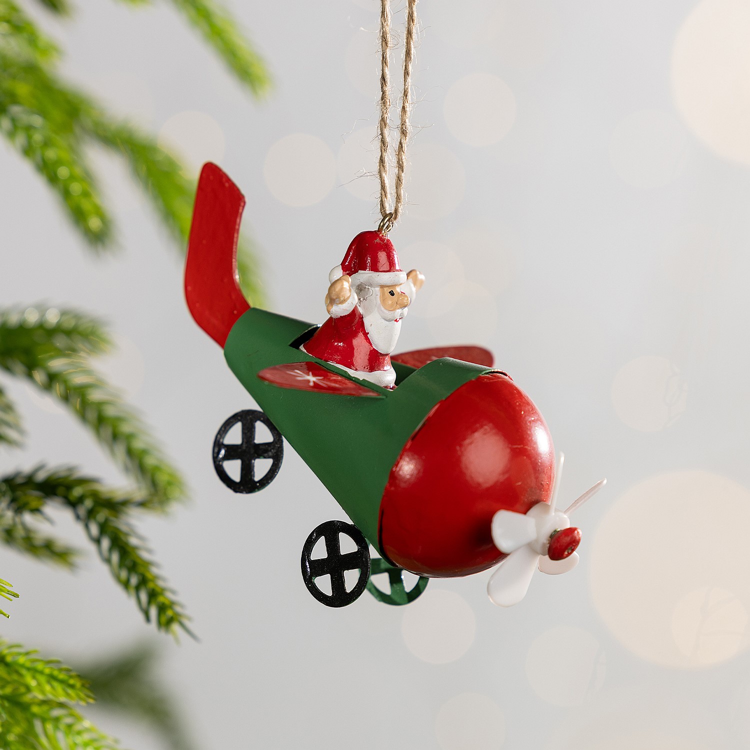 Christmas Wishes - Christmas Wishes Metal Santa In Plane Hanging ...