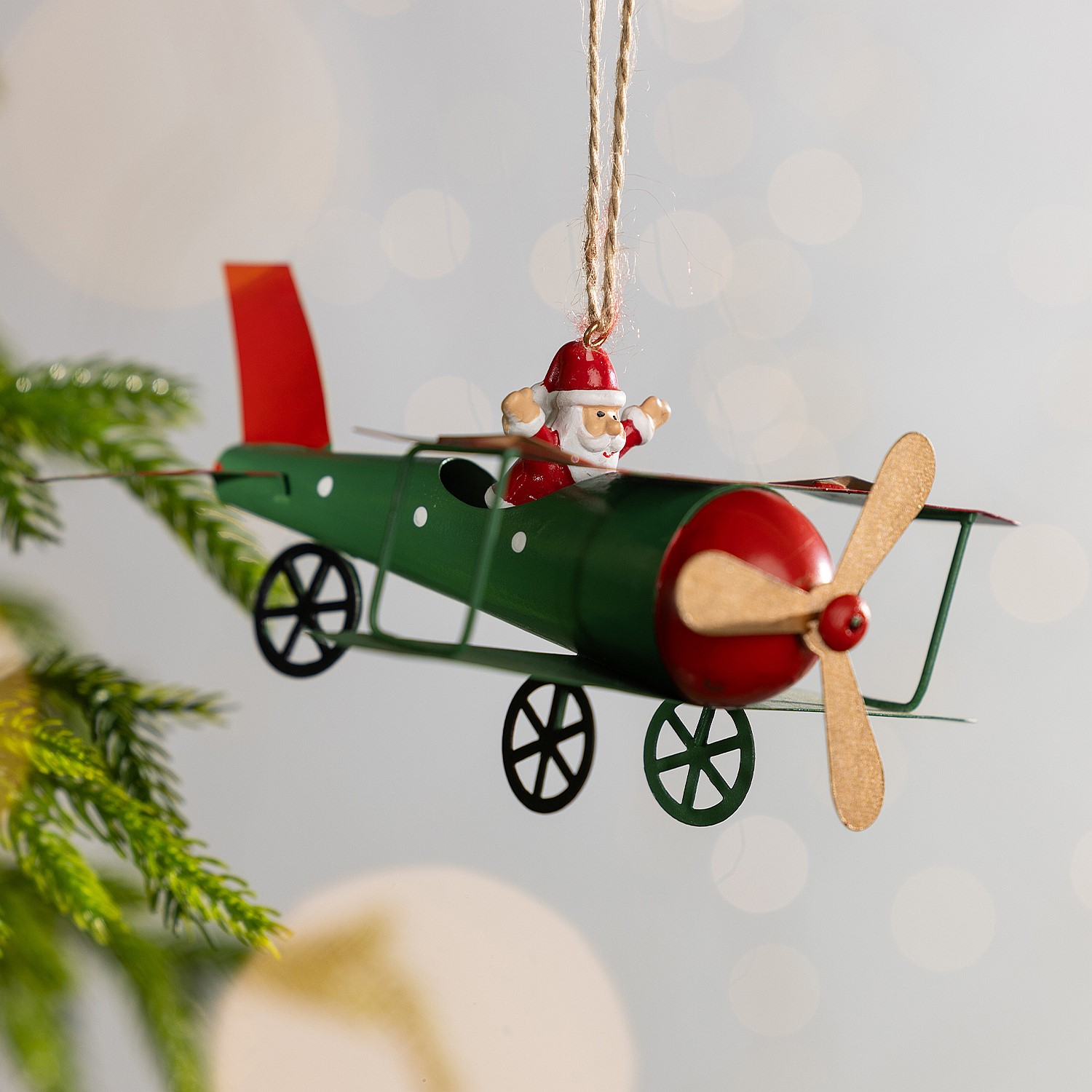 Christmas Wishes - Christmas Wishes Metal Santa On Plane Hanging ...