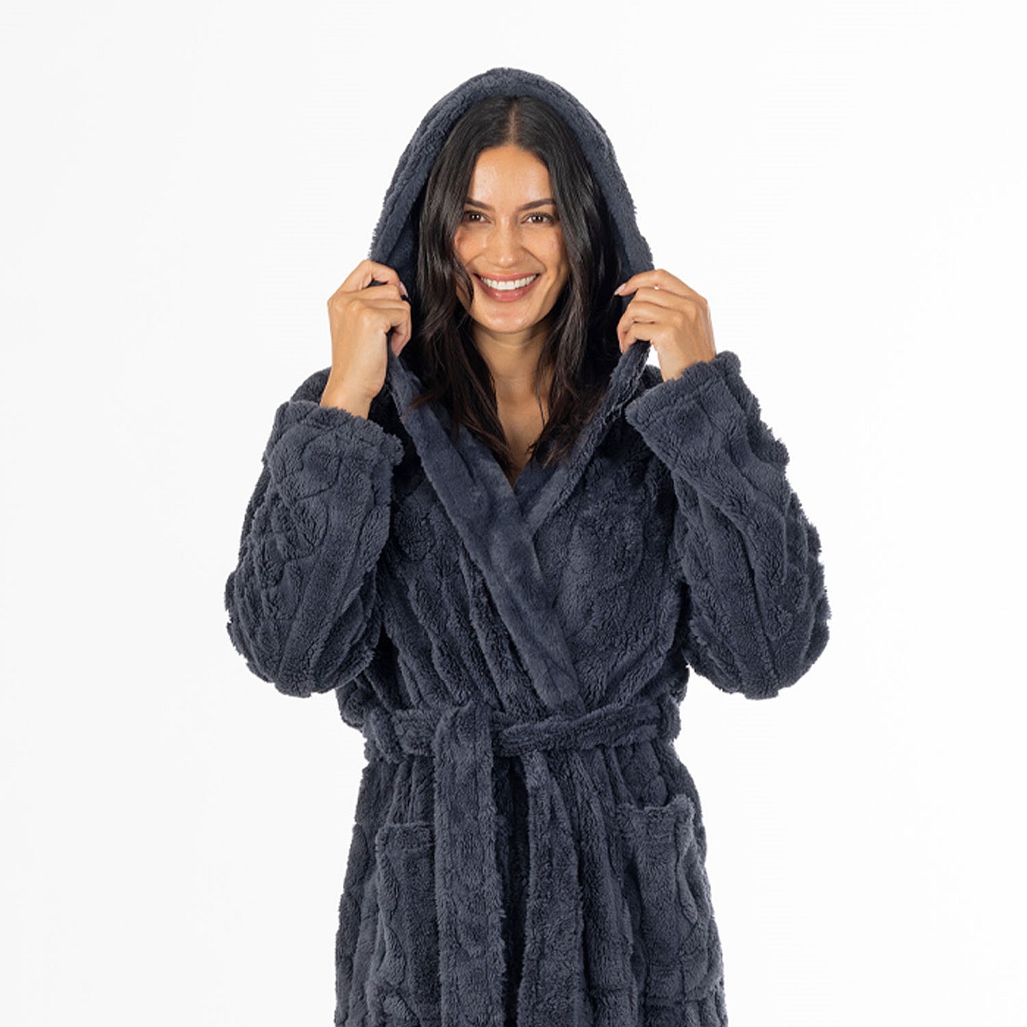 Bath Robes and Dressing Gowns - Design Republique Carine Cable Hooded Robe