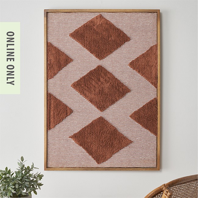 Wall Art - Design Republique Esha Woven Diamonds Framed Wall Art Cocoa