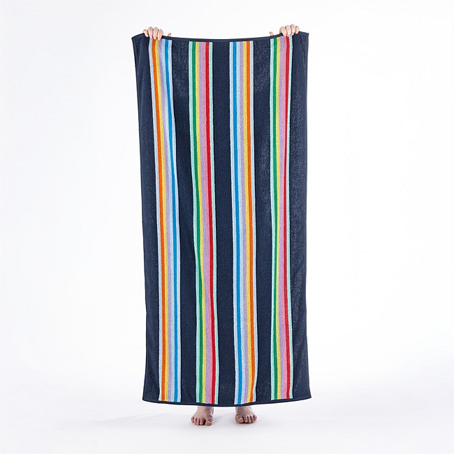 Beach Towels - Home Co. Bailey Terry Beach Towel Rainbow Stripe 75x150cm