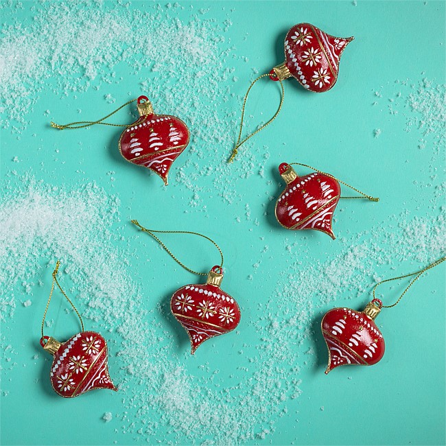 Christmas Wishes - Christmas Wishes Red Tear Drop Set of 6 Hanging ...