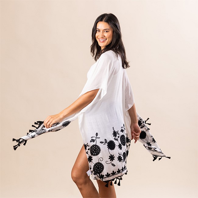 Kaftans, Sarongs & Hats - Sirene Ella Embroidered Open Kaftan