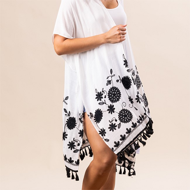 Kaftans, Sarongs & Hats - Sirene Ella Embroidered Open Kaftan